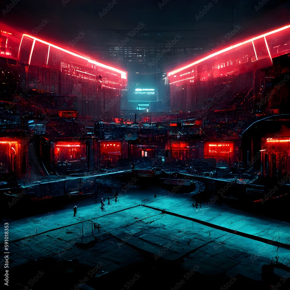 battle arena cyberpunkhr giger style tron neotokyo neon lights high res ...