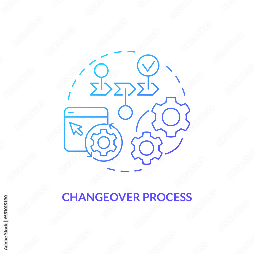 Changeover process blue gradient concept icon. Setup time ...