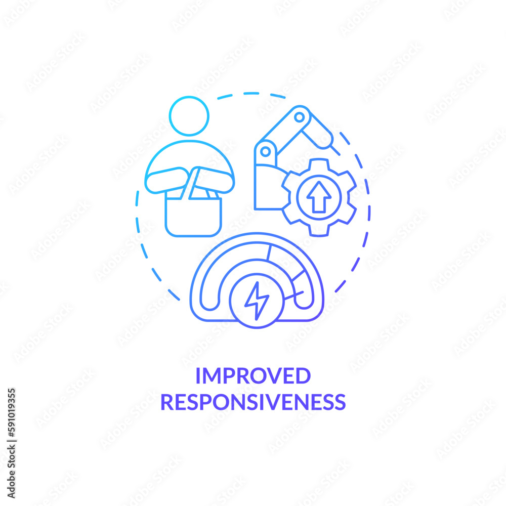 Improved responsiveness blue gradient concept icon. Customer demand ...