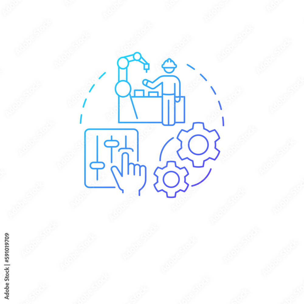 Adjust prior to changeover blue gradient concept icon. Machine setup ...