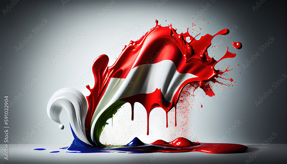 Singapore Country Flag Colors of Liquid Oil Paint Splashing and ...