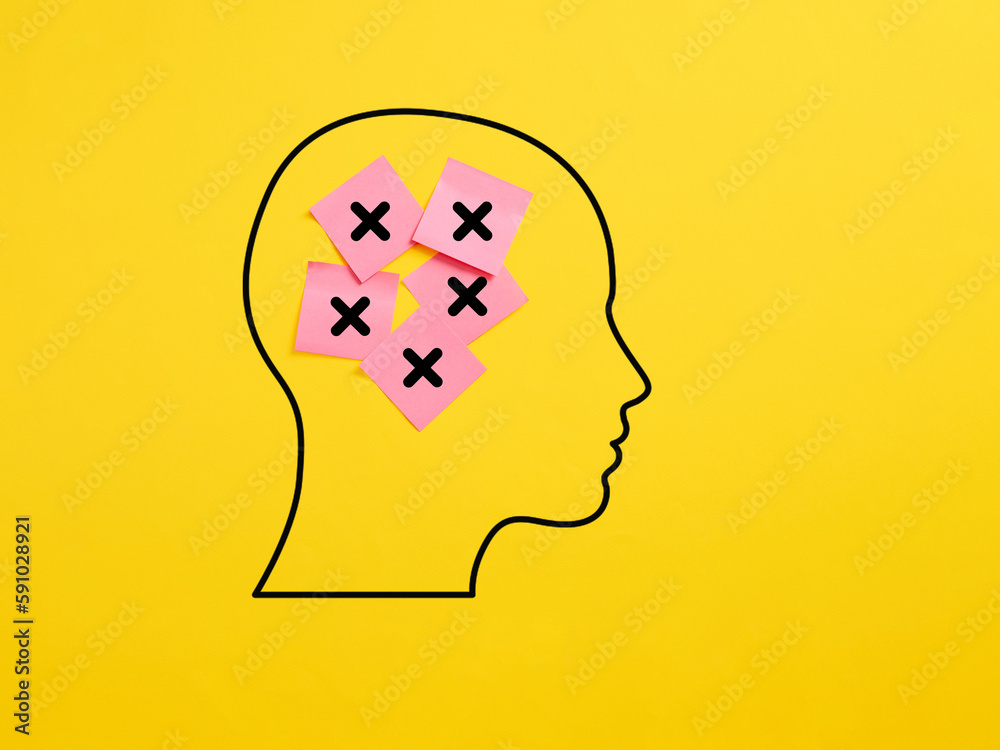 Negative thoughts or negativity. Rejection and disapproval. Sticky note ...