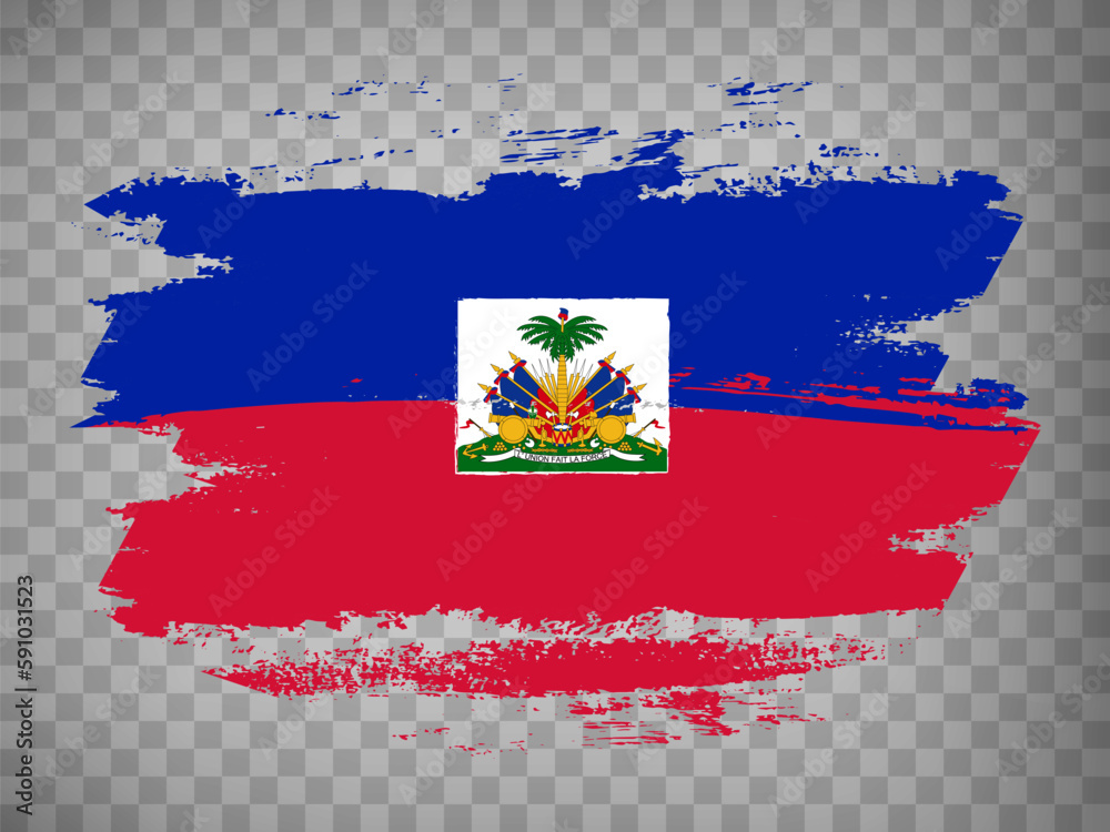 Flag of Haiti brush stroke background. Flag Haiti on transparent ...