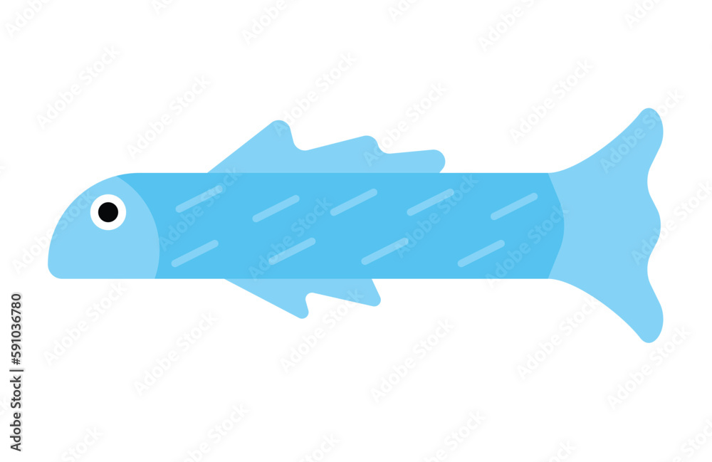 Concept Underwater fishes blue long fish. This illustration is a flat ...