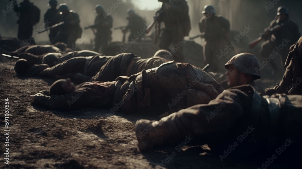 Dead soldiers in the battlefield. Generative Ai Stock Illustration ...