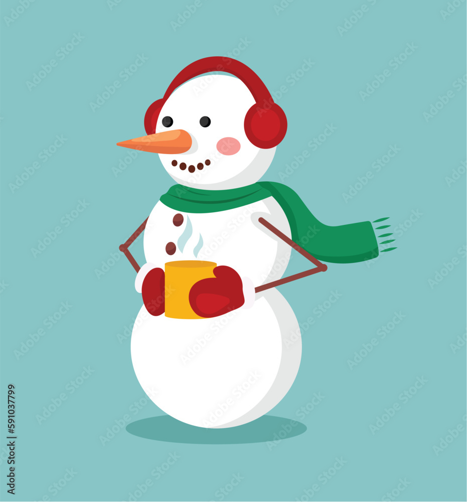 Concept Cartoon snowman. The illustration is a flat, web concept ...