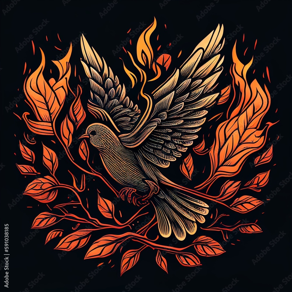 Line art of dove and fire representing the Holy Spirit, Pentecost and ...