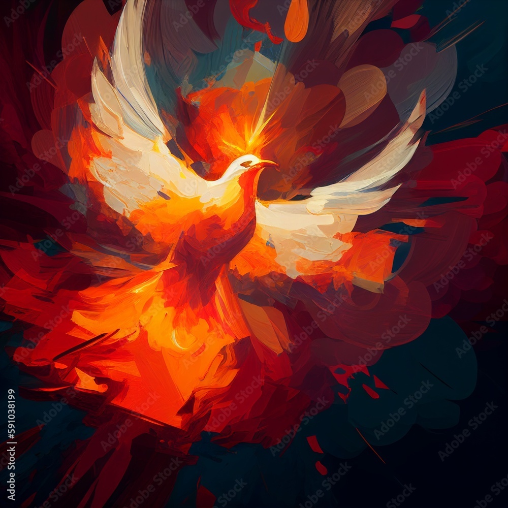 Christian abstract Pentecost image with a dove and Holy Spirit, set ...