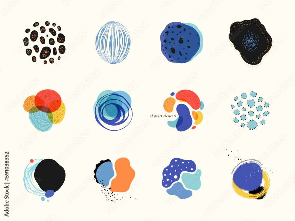 Universal art collages and abstract graphic elements. Use for social ...