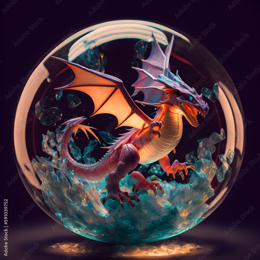 Studio light charizard in a transparent pokeball pokemon art ...