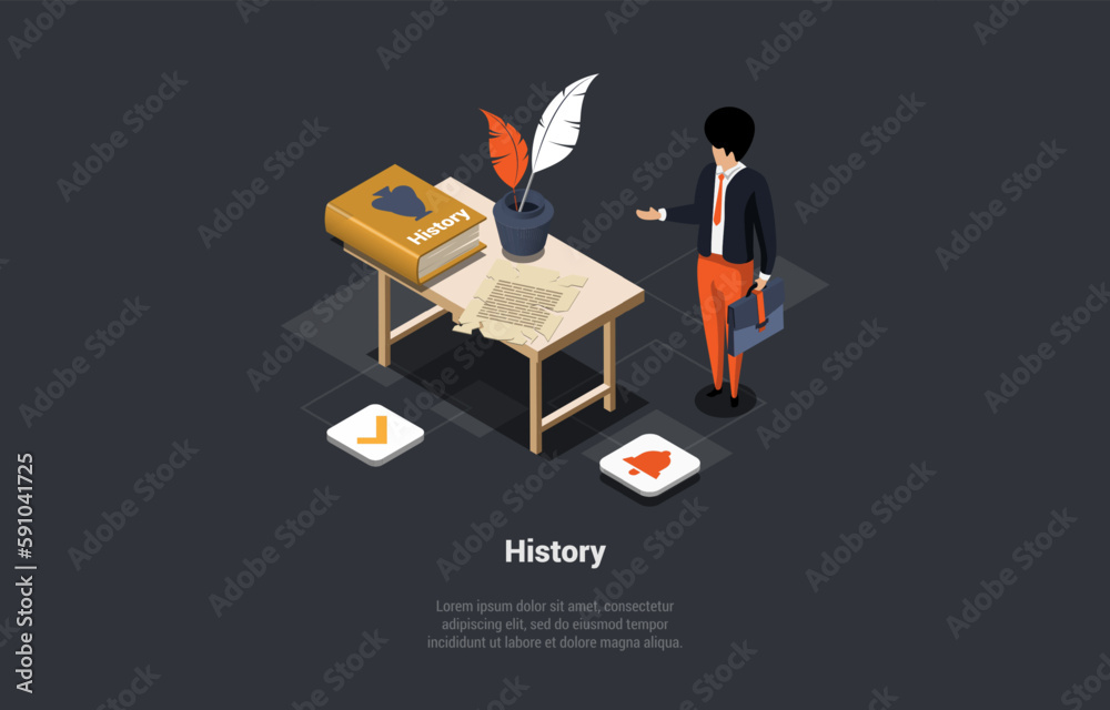 History Subject Concept. Ancient History Teacher In Classroom. Male ...