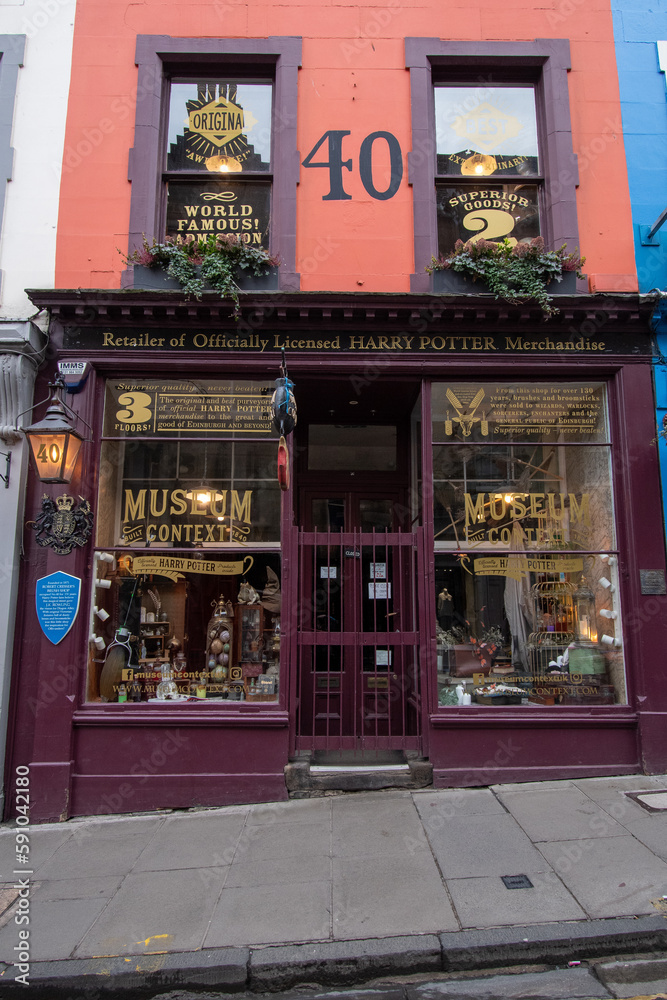 Harry Potter shop on Victoria Street in Edinburgh city centre. Often ...