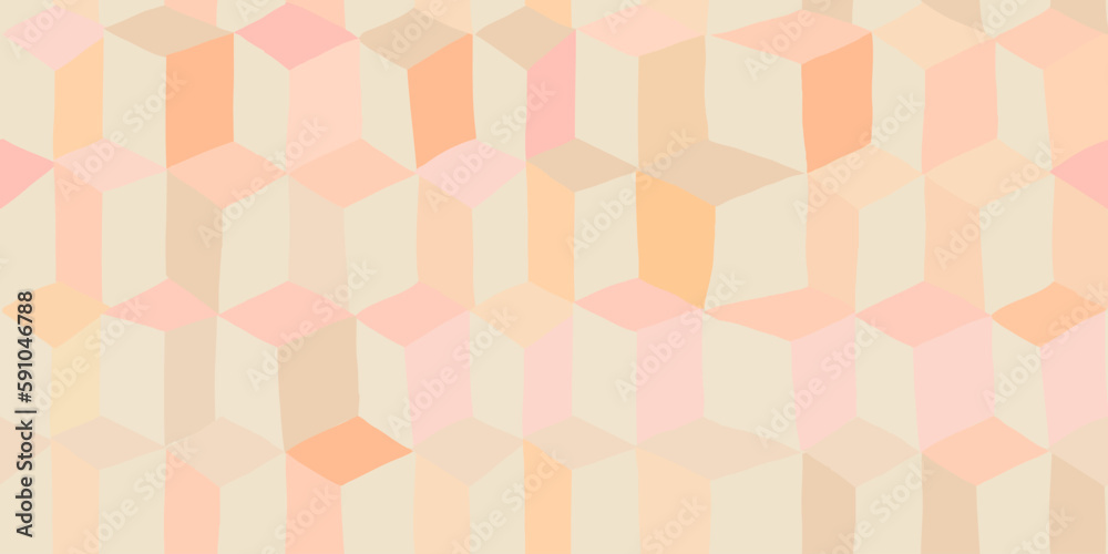 Hand drawn beautiful soft pink geometric pattern. Warm colours abstract ...