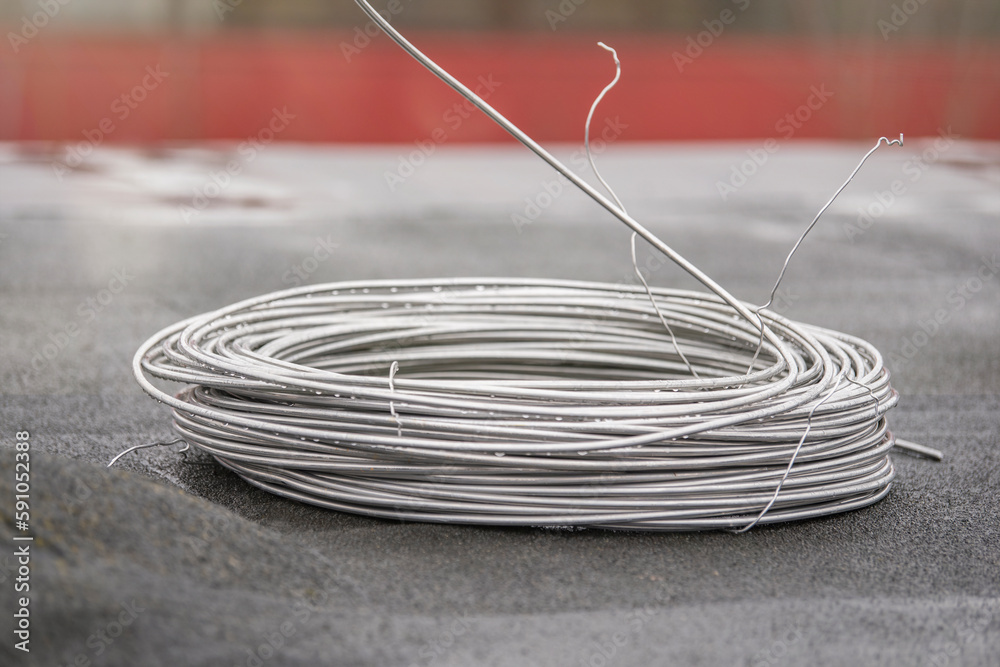 Thick aluminum wire for grounding buildings. Grounding wire to protect ...