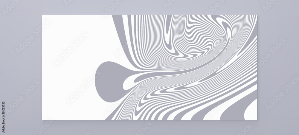 Psychedelic pattern with melting and distorting lines. The geometric background by stripes. 3d ...