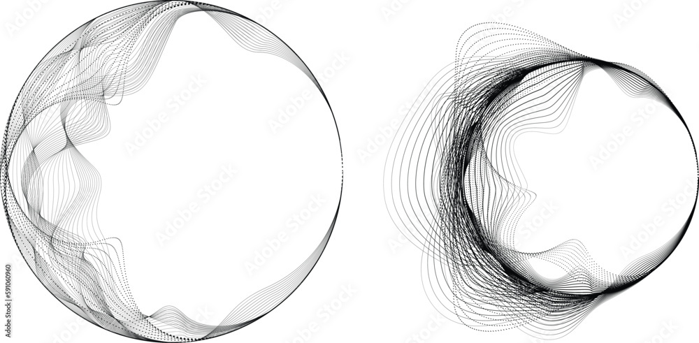 Abstract oval Lines Background with geometric circles . Vector rotating ...