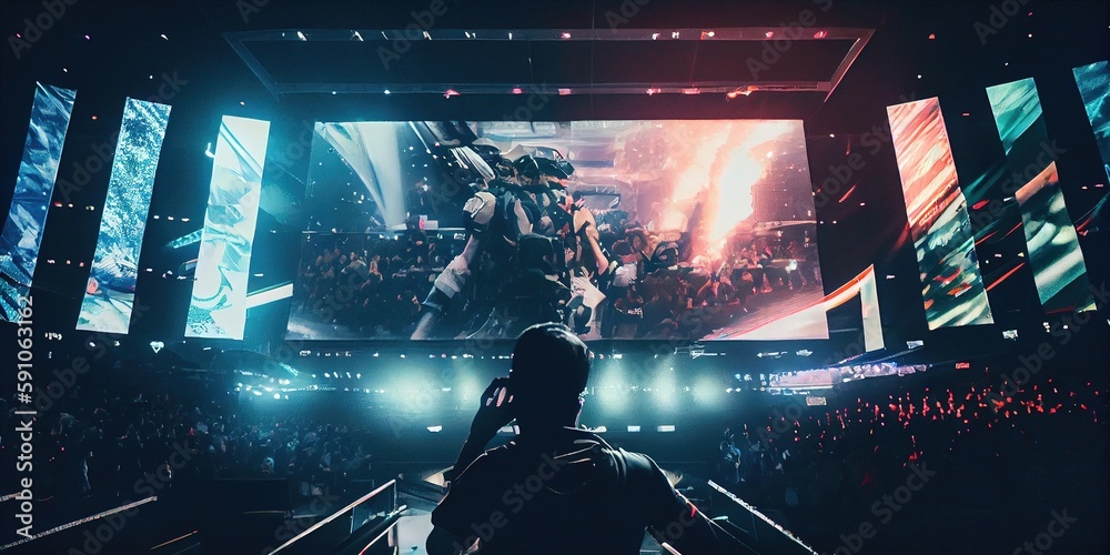 The sound engineer adjusts the sound, big stage. Global conference, big ...