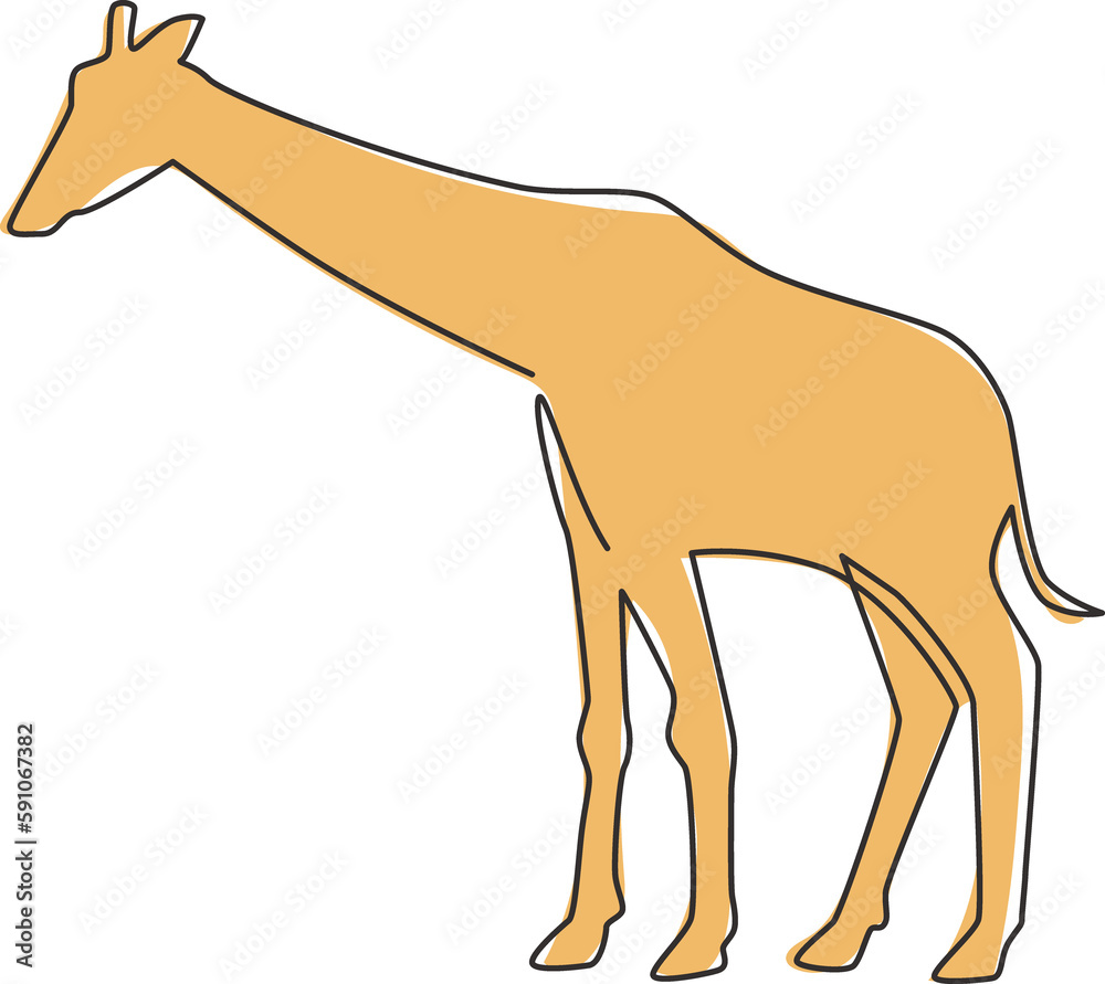One continuous line drawing of cute giraffe for national zoo logo ...