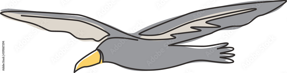 One continuous line drawing of cute albatross for bird conservation ...