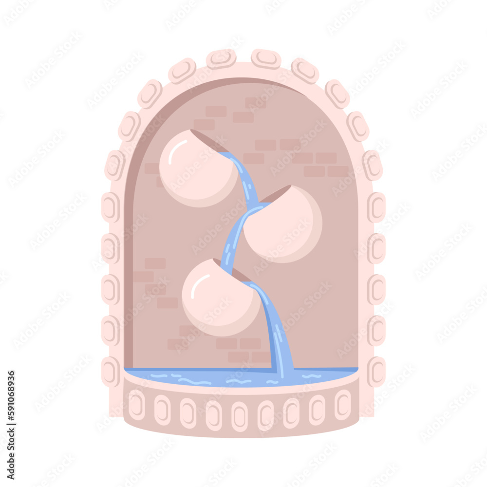 Fountain with spring water, isolated decorative font with liquid ...