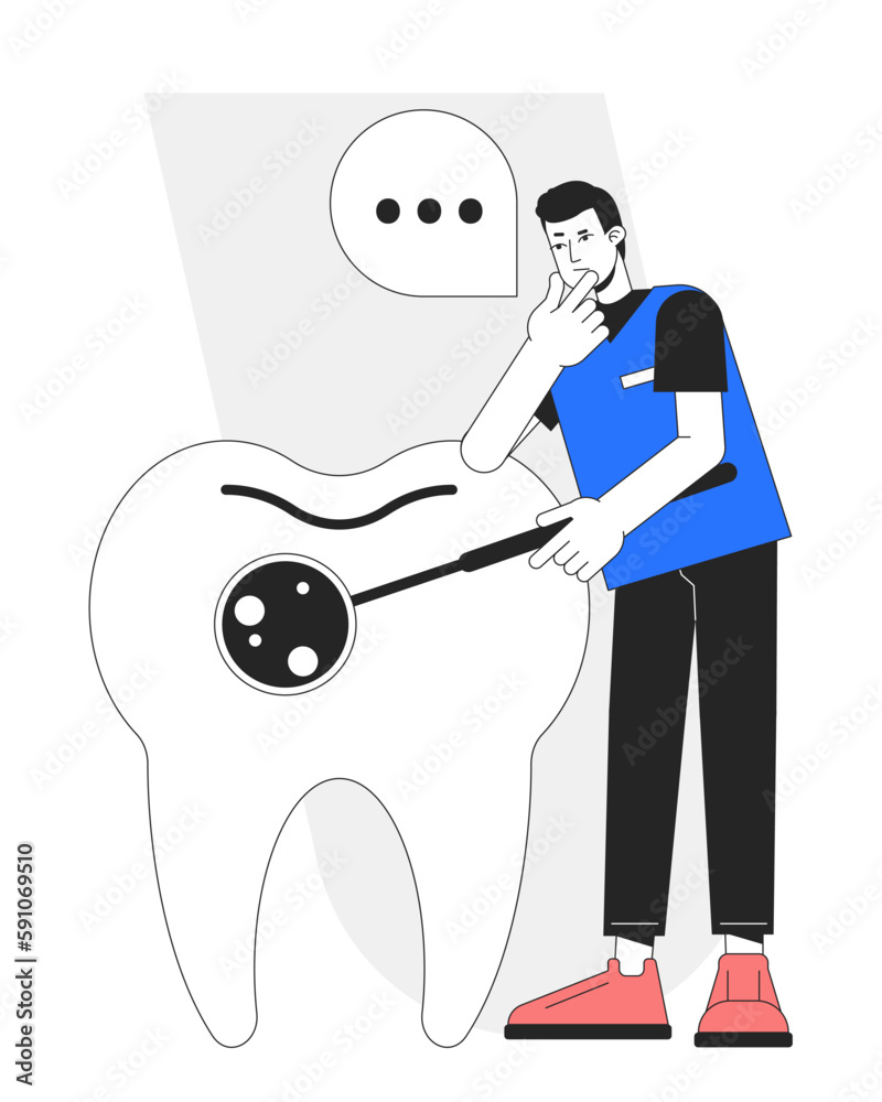 Regular dental check up flat line concept vector spot illustration ...