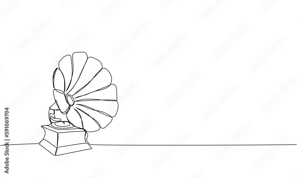 Vecteur Stock Gramophone one line art. Continuous line drawing of ...