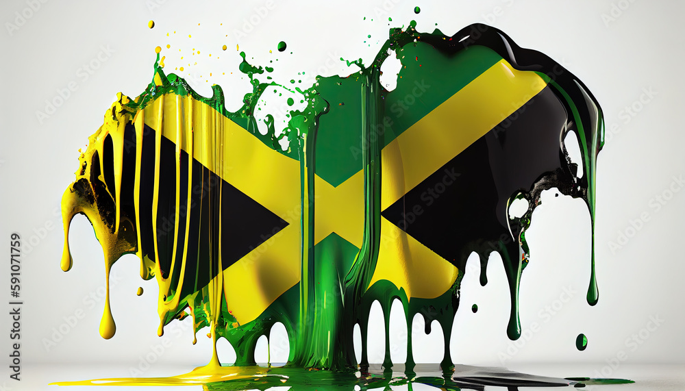 Liquid Paint Colors of Jamaica Country Flag Dripping and Explosion on ...