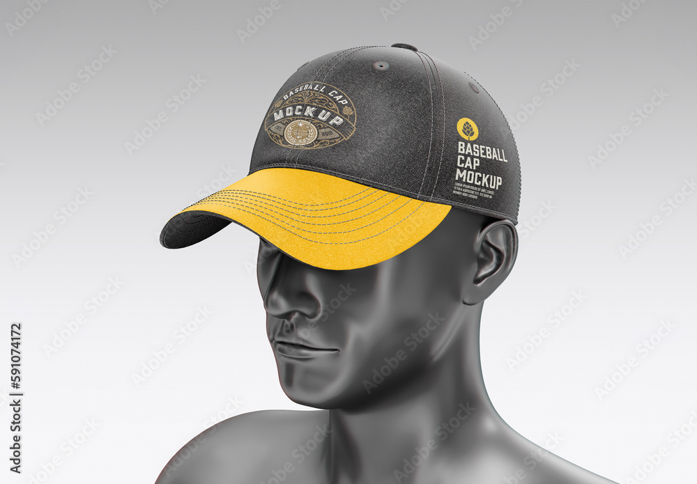 Baseball Cap with Manikin Mockup Stock Template | Adobe Stock