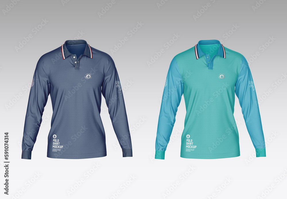 Long Sleeve Polo Shirt Mockup Stock Template | Adobe Stock