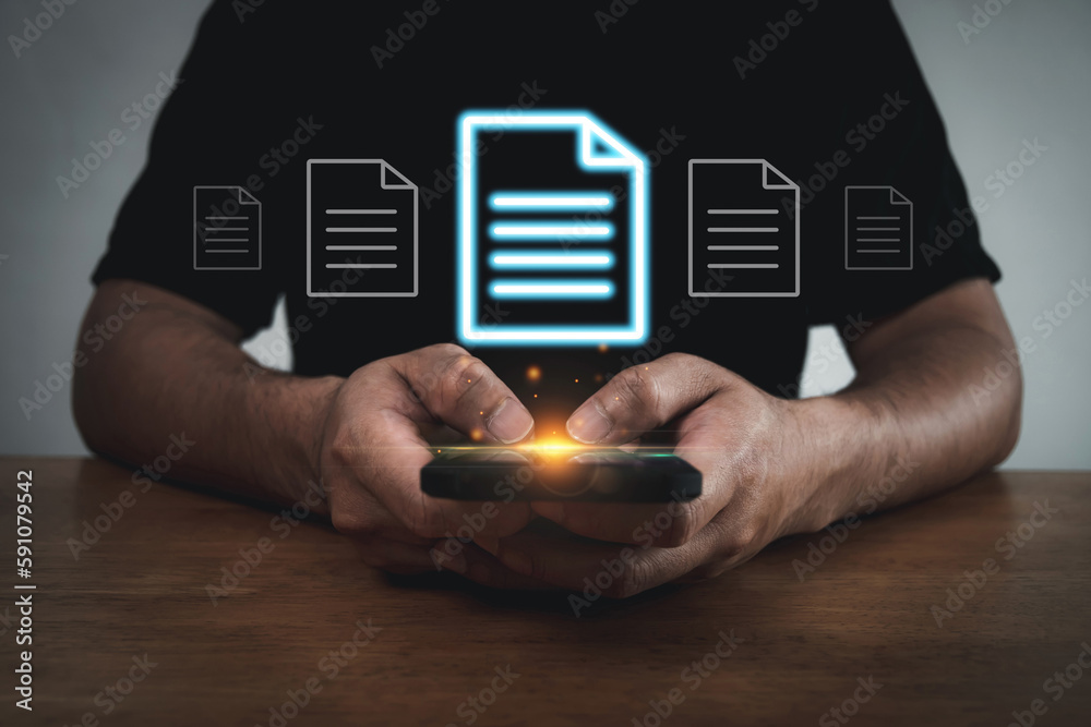 Document Management System. business people working data management on ...