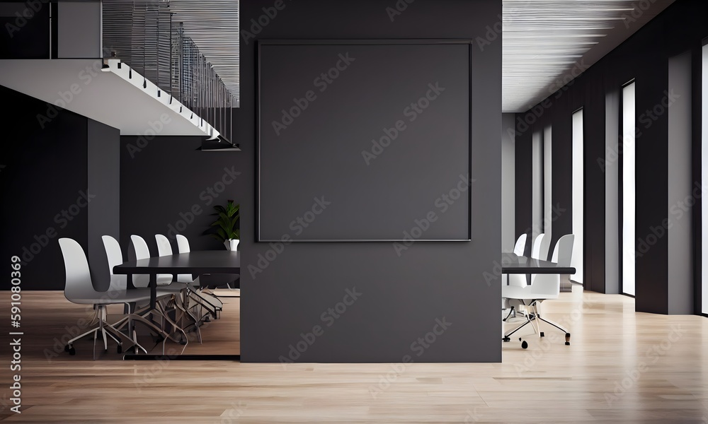 Blank black partition with place for advertising poster or logo in ...