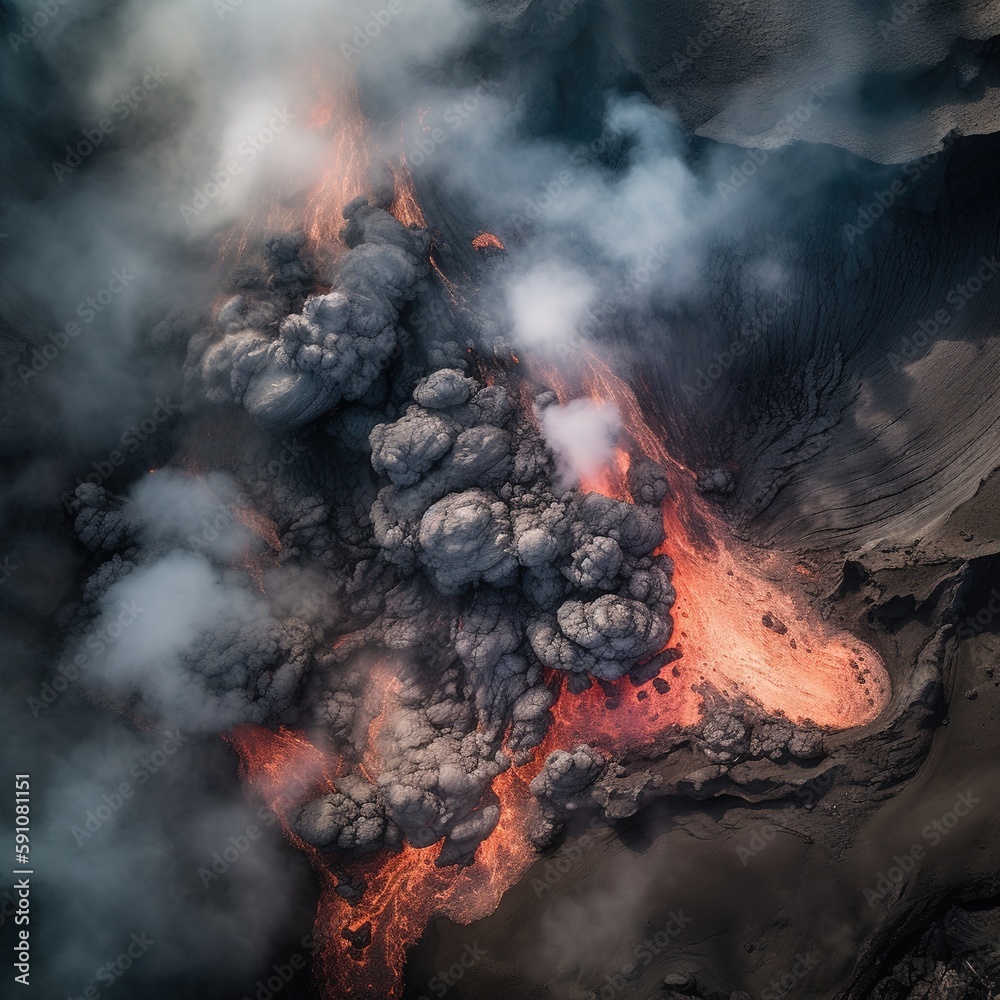 The Fury of Mother Nature: Dangerous volcano eruption view from above ...