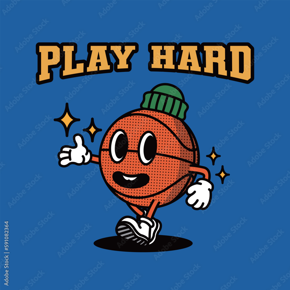 Cartoon character made of basketball. Characters suitable for various ...