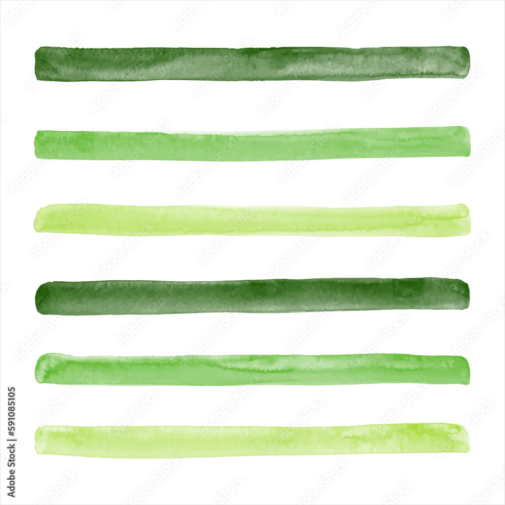 Vecteur Stock Green vector watercolor stripes big set, collection. Text ...