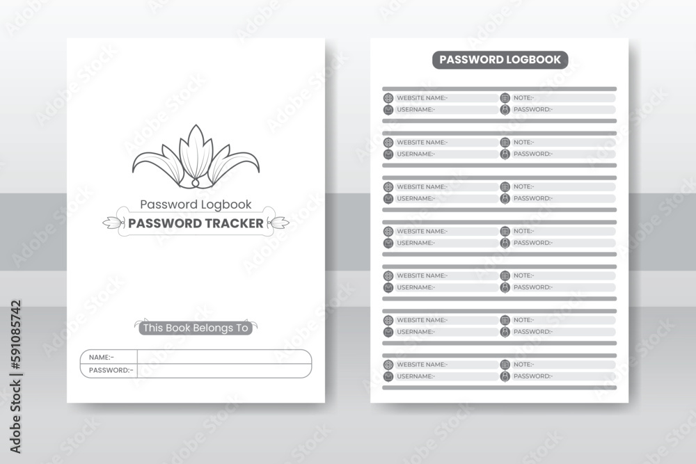 Password Log Book Template Set Set Of Password Log Template Stock
