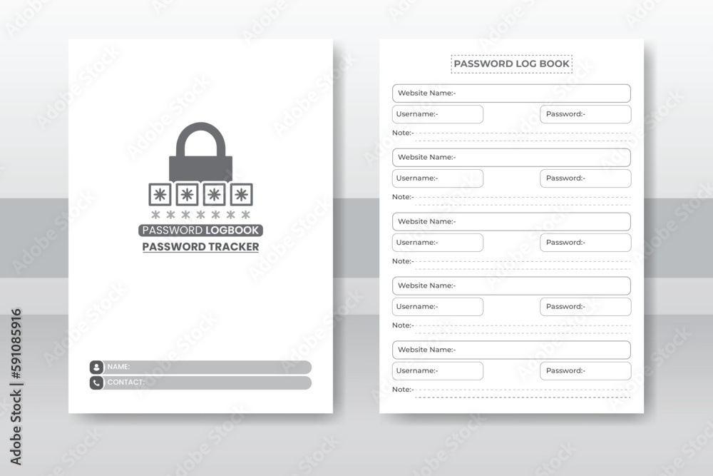 Password Log Book Template Set. Password Tracker Template. Password ...
