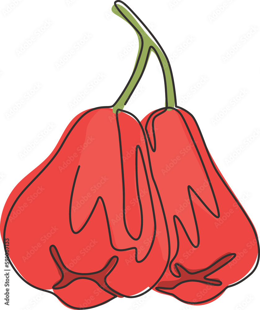 Single continuous line drawing of whole healthy organic bell fruits for ...