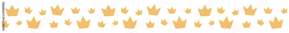 Seamless border garland with yellow gold crowns. Can be used for card ...