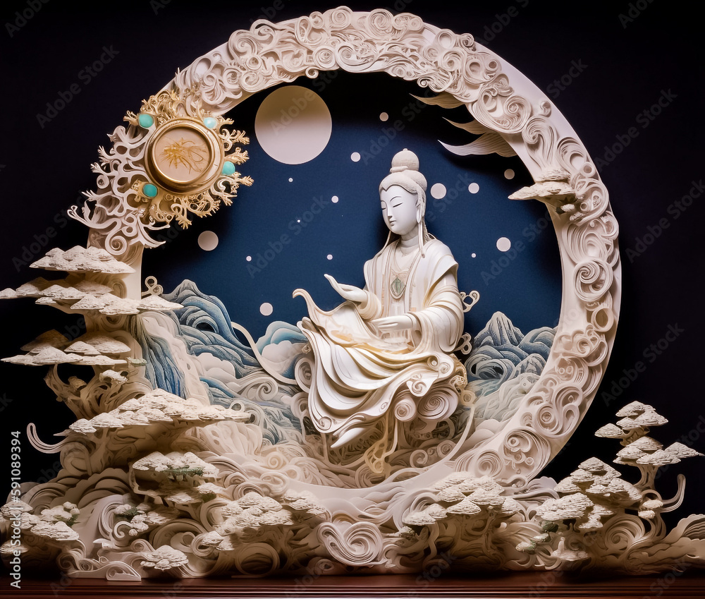 Guanyin, the goddess of compassion and mercy in Chinese Buddhism ...