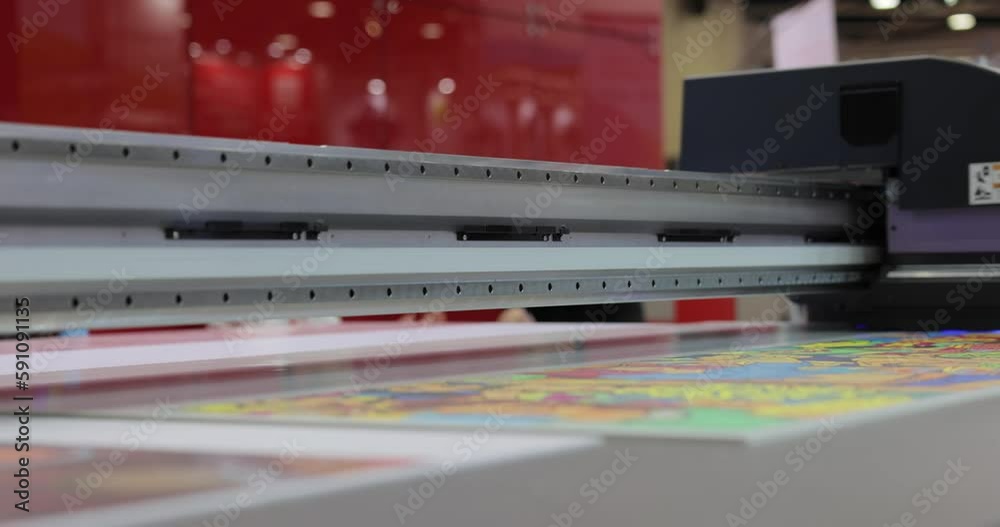 Modern Digital Large format UV printer. Printing production ...