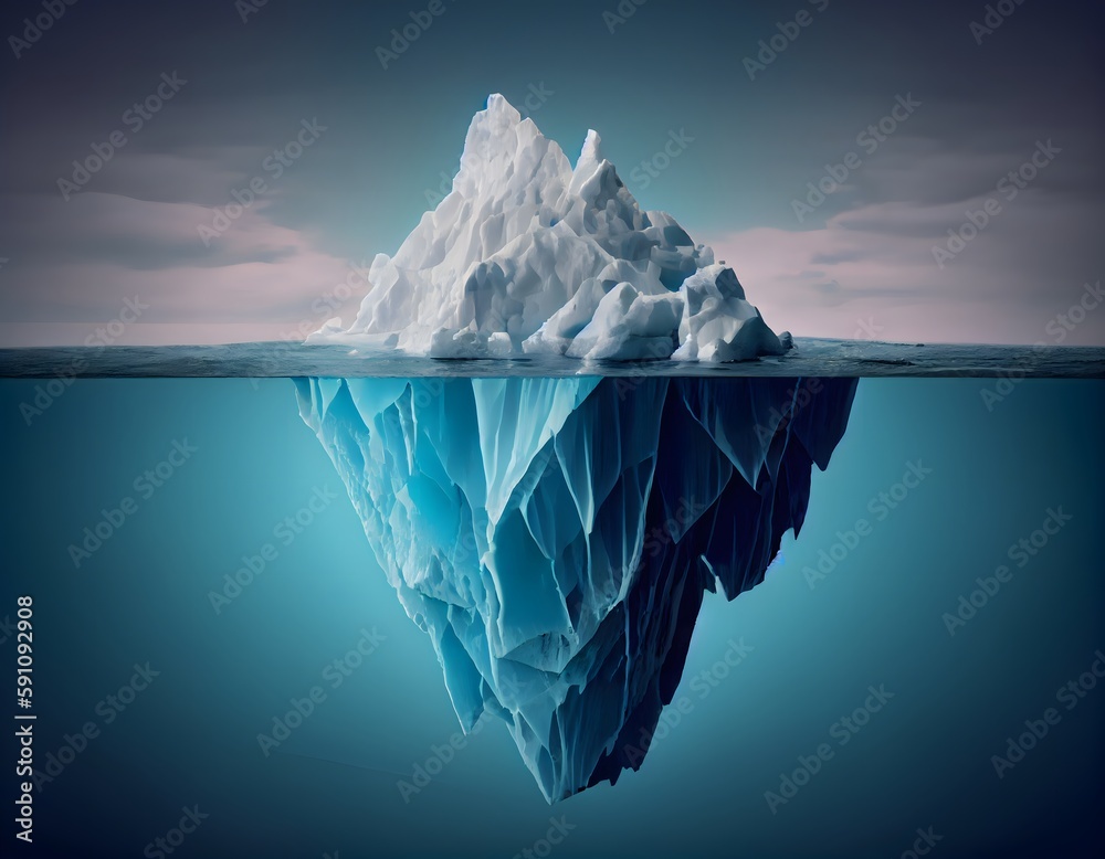 iceberg concept, underwater risk, dark hidden threat or danger concept ... iceberg concept, underwater risk, dark hidden threat or danger concept ...