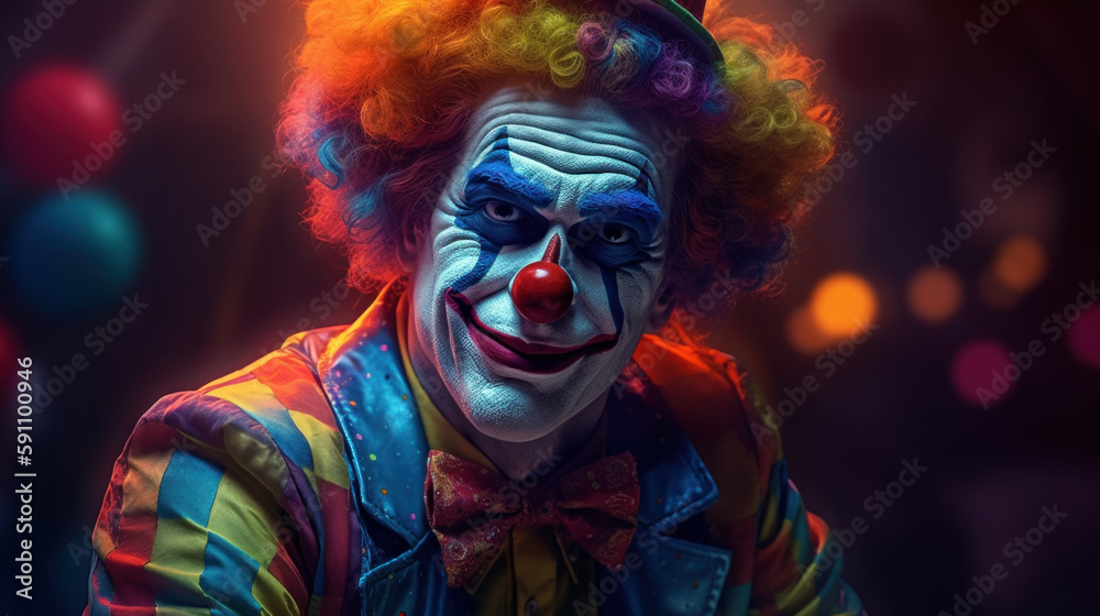 Classic circus clown created with generative AI technology Stock ...