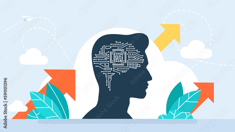AI. Brain with neural network. Artificial intelligence, machine ...