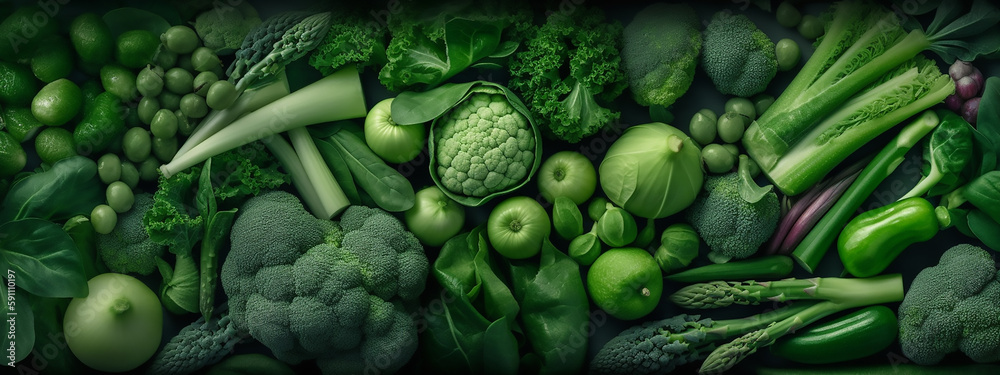 A lush array of green vegetables, a vibrant collage highlighting the ...