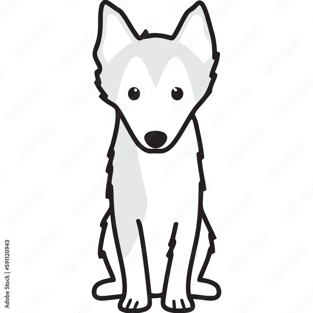 Alaskan Klee Kai Dog Breed Cartoon Kawaii Sketch Hand Drawn Watercolor ...