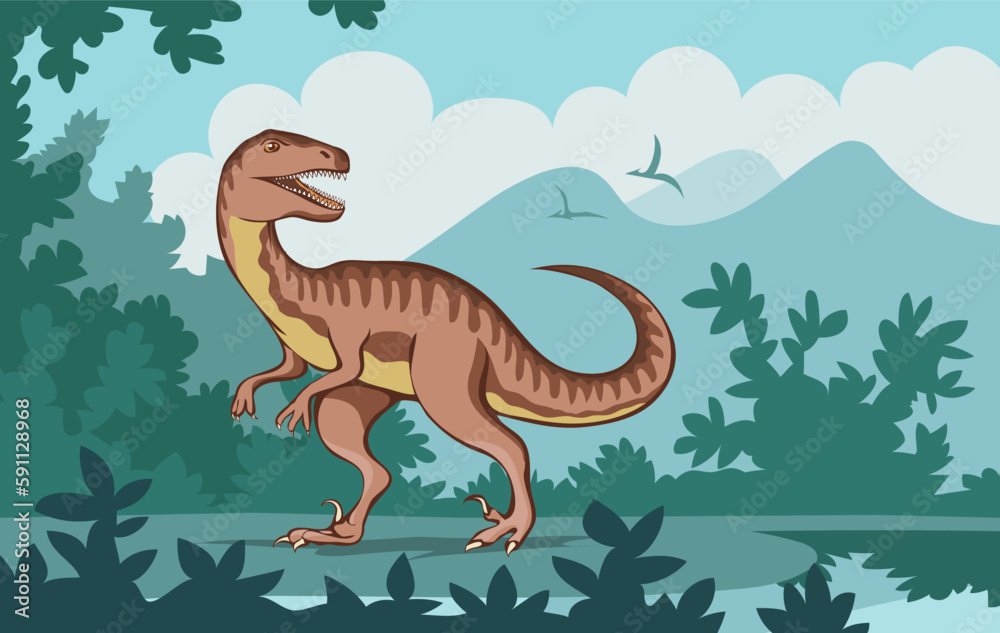 Velociraptor with dangerous claws. Predatory dinosaur of the Jurassic ...
