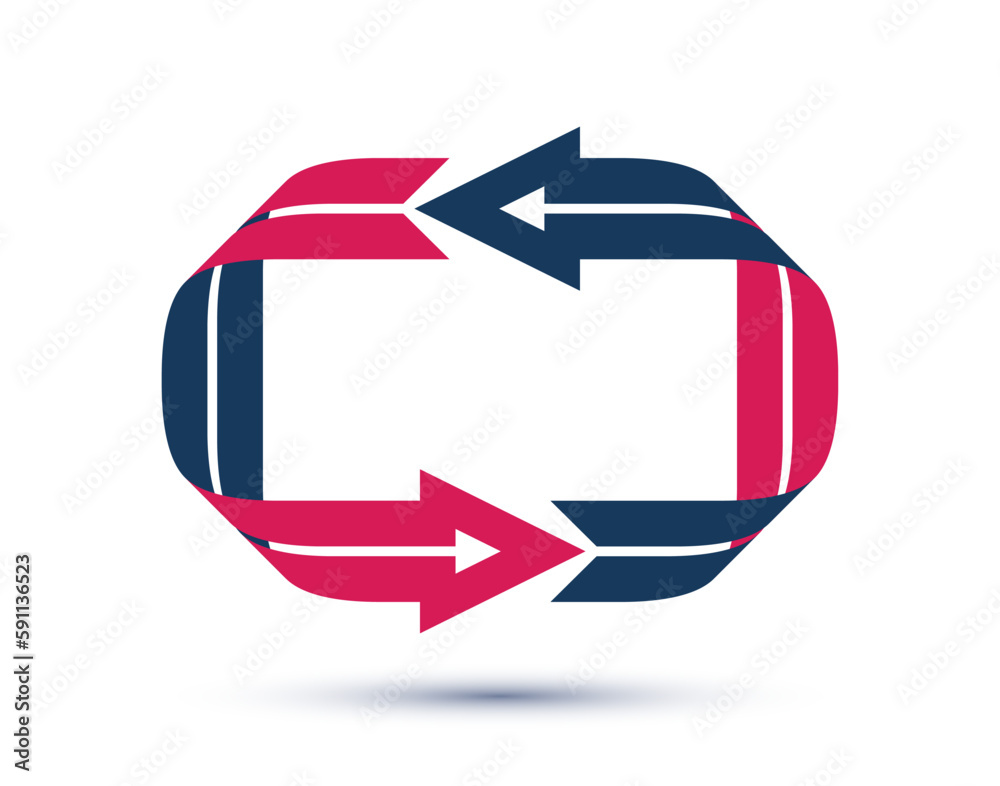 Loop arrows vector logo or sign, double arrows refresh symbol, teamwork ...