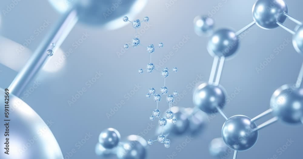 Amylmetacresol molecule, rotating 3D model of antiseptic under a ...