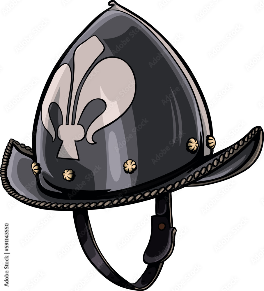 Vetor de Spanish conquistador helmet vector with black outline ...