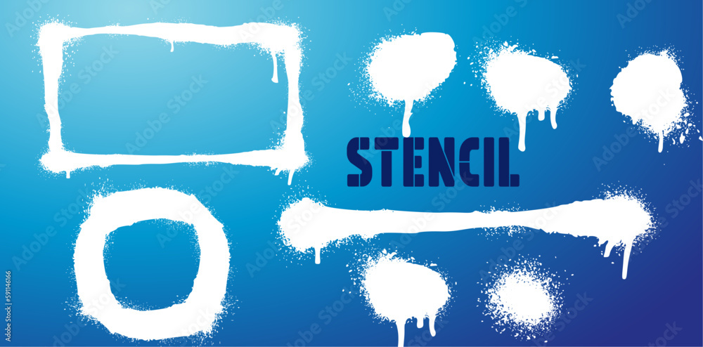 Vetor de Spray painted lines and grunge dots. Graffiti stencil template ...